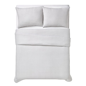 LONDON FOG - King 3 Piece Duvet + Sham Set - Herringbone Flannel Collection - Grey