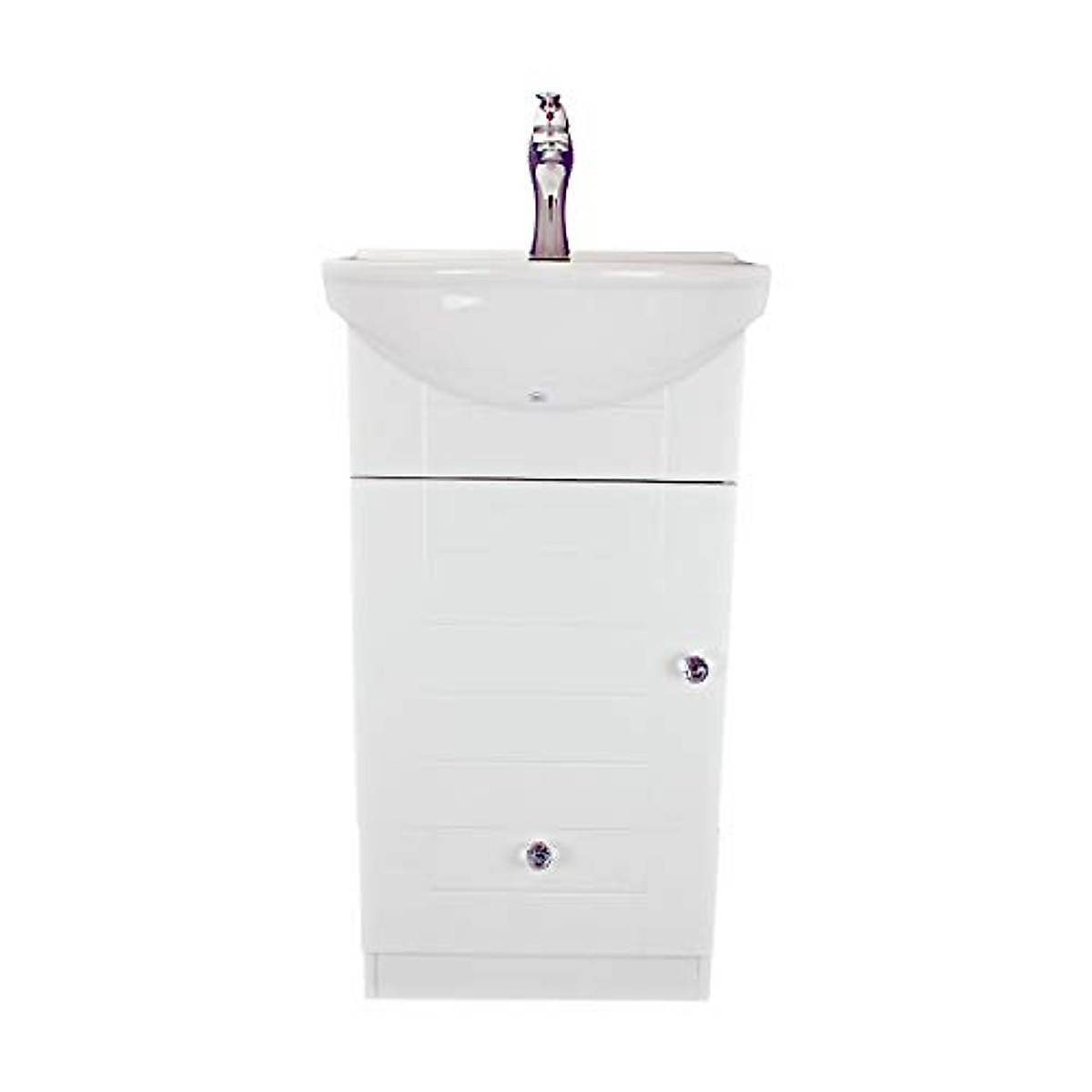 Renovators Supply Manufacturing Small Bathroom Vanity Sink Cabinet Vitreous China Sink Comes with Faucet and Drain Assembly Required Install Hardware Included