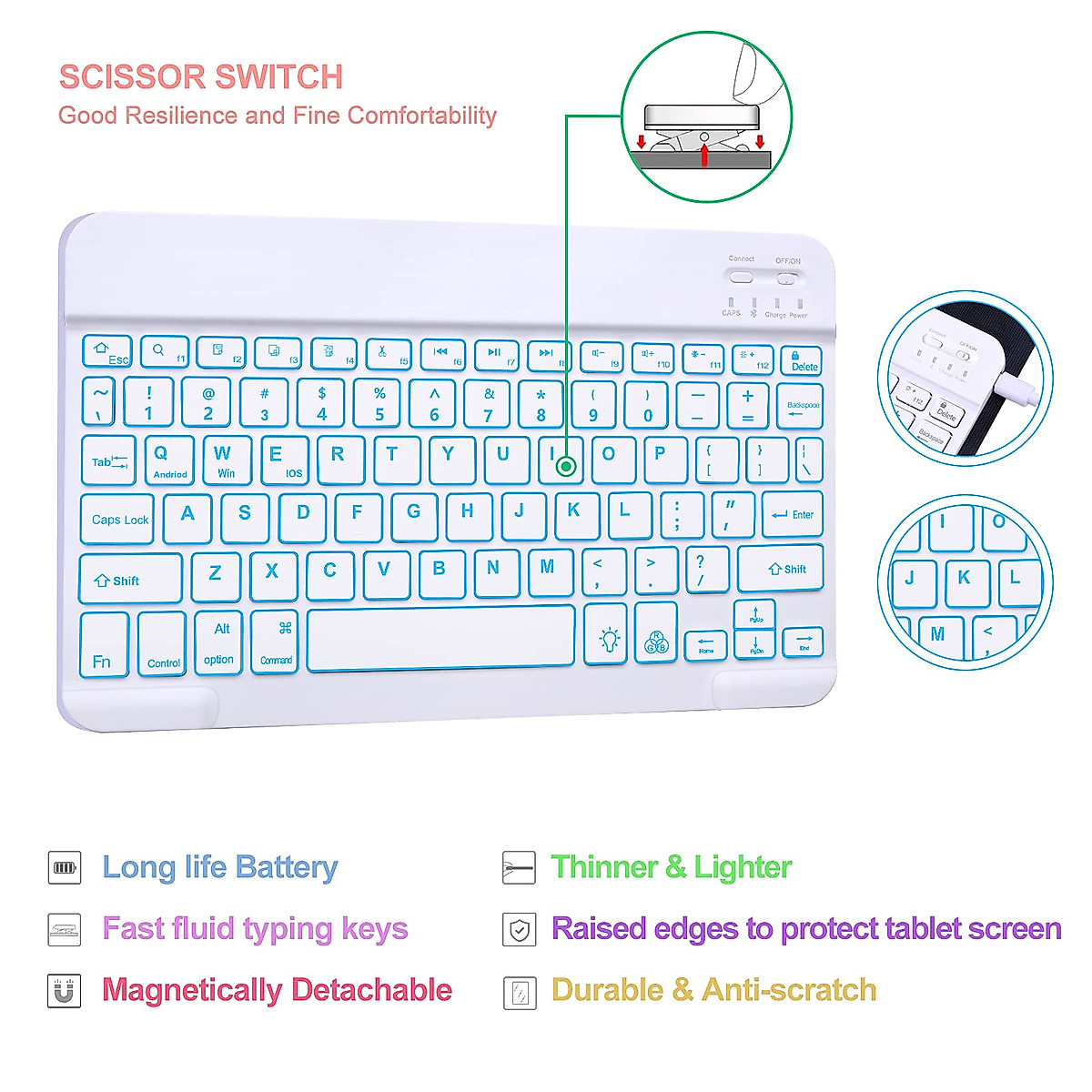 D DINGRICH iPad Keyboard Case for 6th Generation(2018) 9.7-inch, 5th Gen(2017), Air 2, iPad Pro 9.7, Protective Case with Pencil Holder, Backlit Detachable Keyboard, Auto Sleep/Wake,Silk Blue