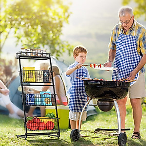 Auledio 4-Tier Fruit Vegetables Basket Bowl Storage Holder With Banana Hanger , Black