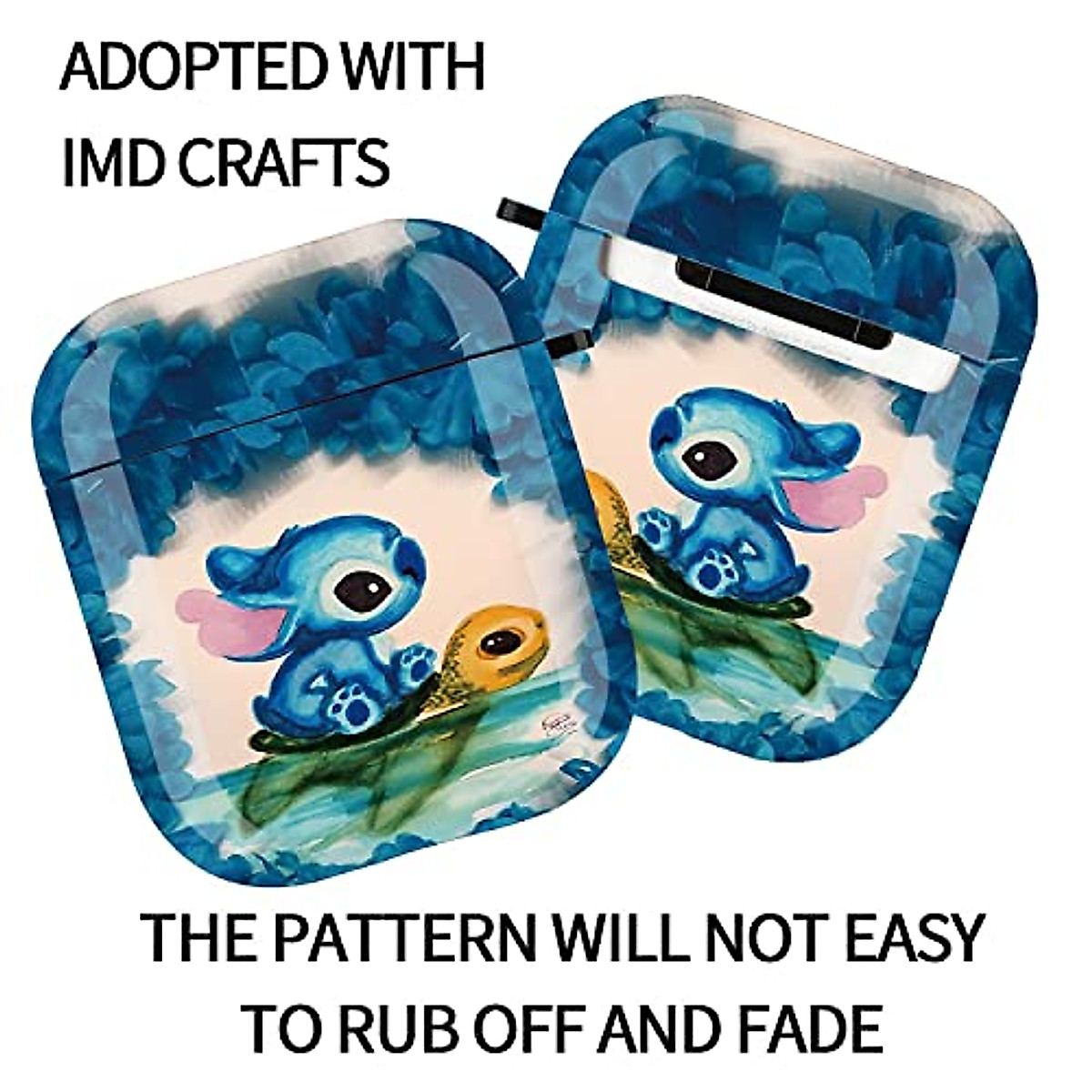 Tortoise Airpods Case, Wonjury Airpod Case Protective Hard Case Cover Portable & Shockproof Women Girls with Keychain for Apple Airpods 2/1 Charging Case (Stitch/Turtle)