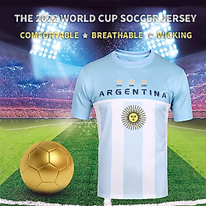 SINLEISI Argentina 2022 World Cup Fan Soccer Jersey (Argentina, Medium)