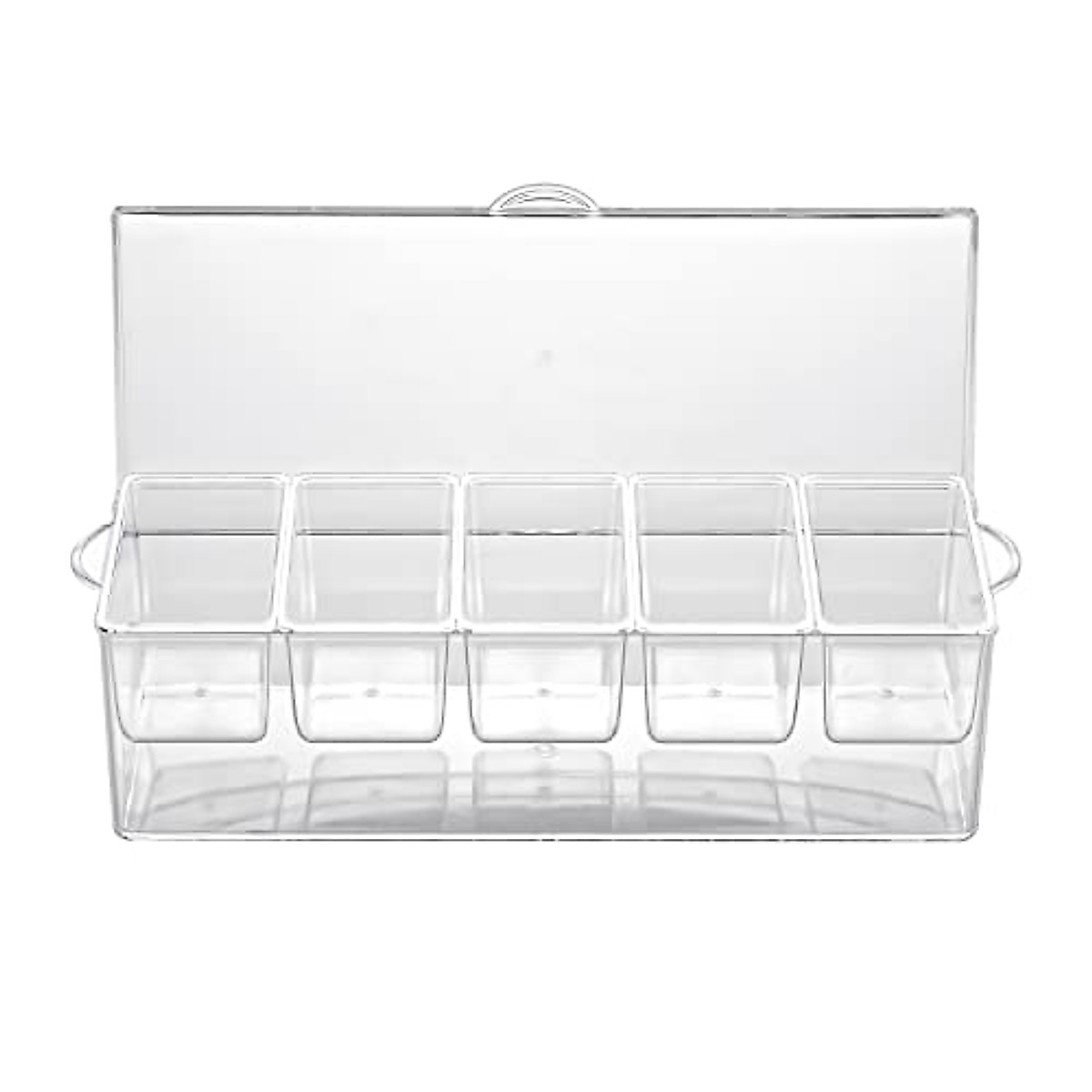 IVYHOME Chilled Condiment Server | Clear Icy Condiment Bar | Chilled Condiment Tray with Lid and 5 Removable Compartments