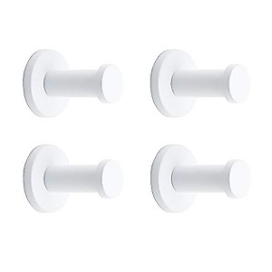 NELXULAS Classic White Stainless Steel Single Super Heavy Duty Wall Mount Hook, Coat Hanger, Bath Towel Hooks (2", 4 PCS)