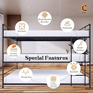 Cot Sheet 30" x 80" x 9" for Camping - 2 Piece Cot Fitted Sheet - Narrow Twin/Camp Rvs Bunk/Guest Beds/Camping Cot/Travel Trailers/Spilt Queen Bed, White Solid