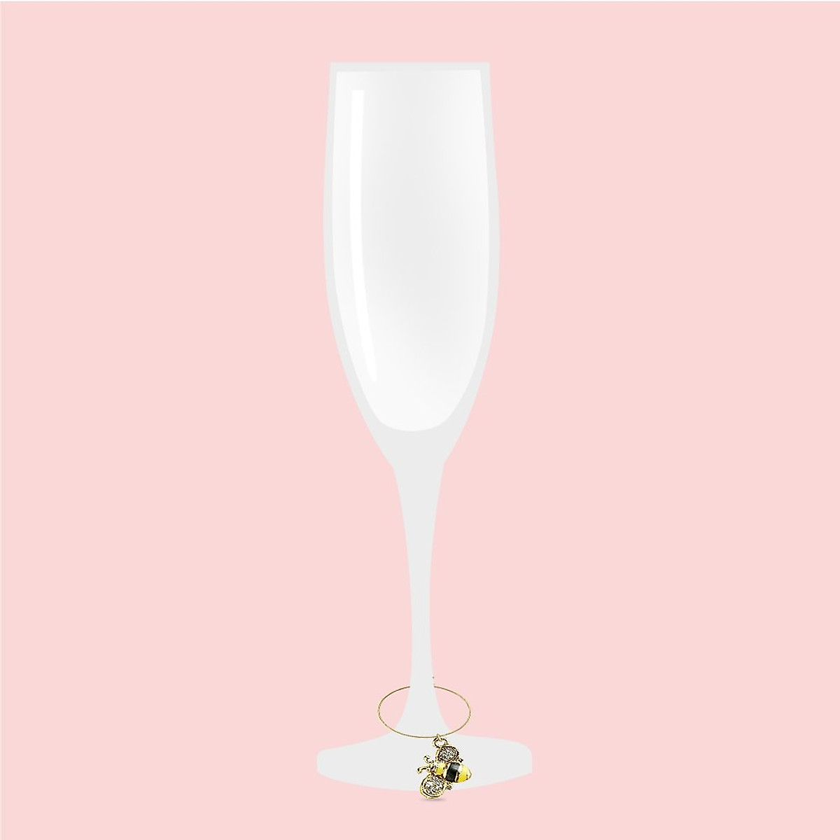 P420 4-color Little Crystal Bee Wine Charms Glass Marker for Party with Velvet Bag- Set of 4