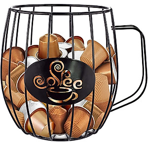 Kovot Metal Mug-Shaped Coffee Pod and Capsule Holder - Holds 25-30 Pods - Black