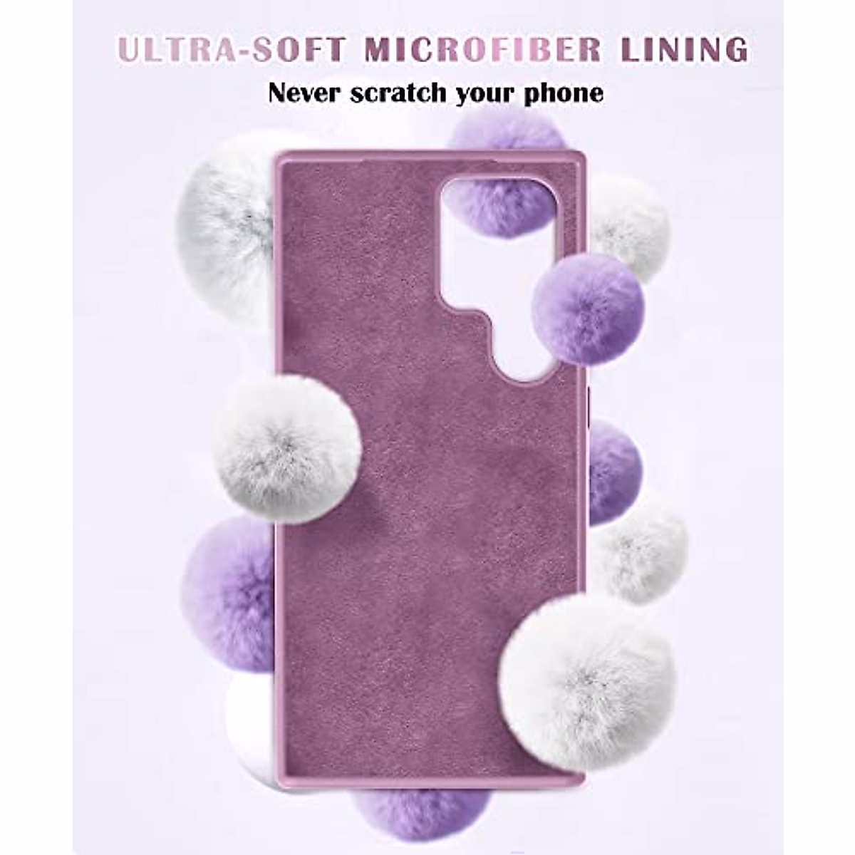 BANLEA for Samsung Galaxy S23 Ultra Case with Camera Lens Protector, Liquid Silicone Protective Shockproof Hard Phone Case, [Anti-Scratch] Soft Microfiber Lining for 5G 6.8 Inch 2023 - Purple