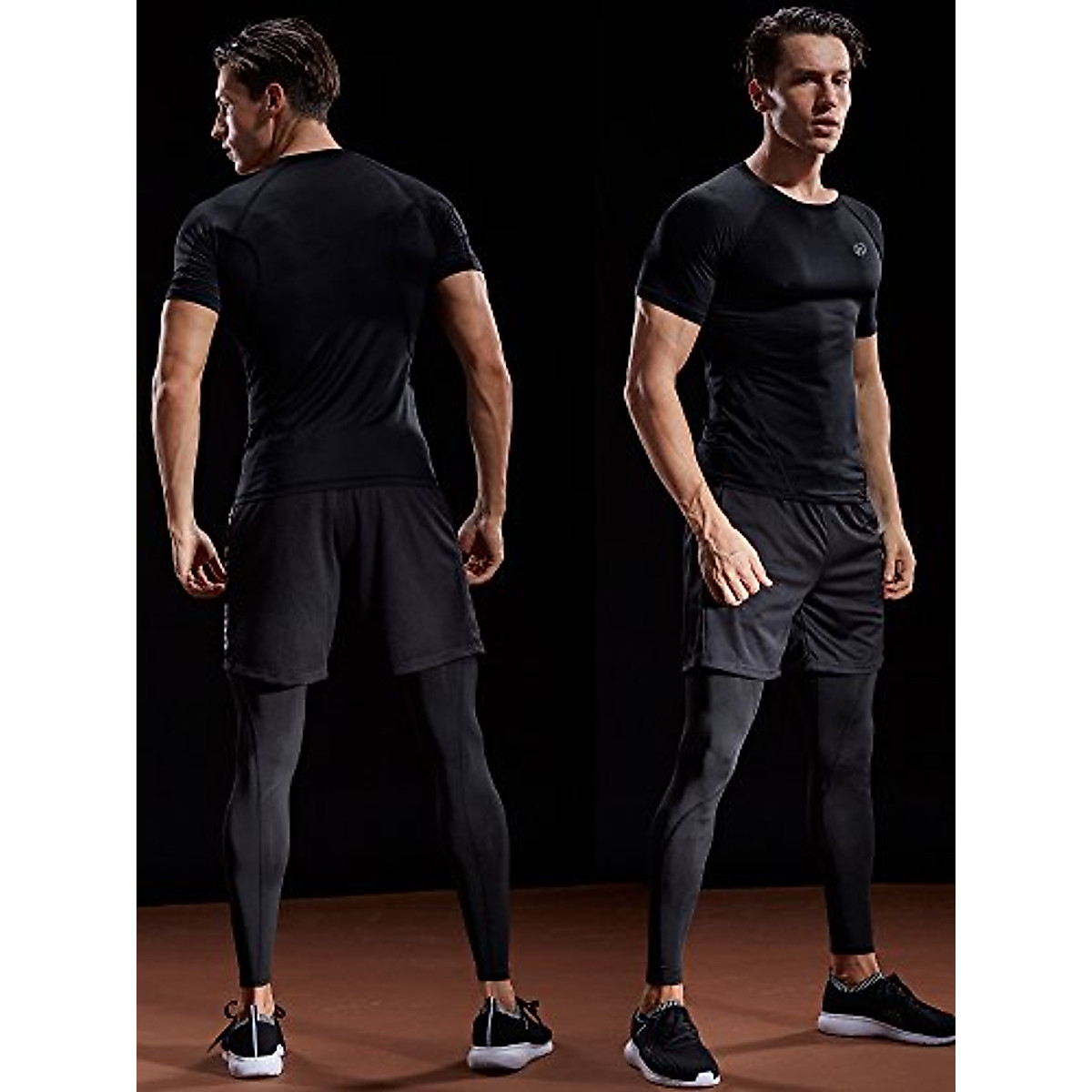 NELEUS Men's 3 Pack Compression Baselayer Athletic Workout T Shirts,5022,Black,Grey,Red,US M,EU L