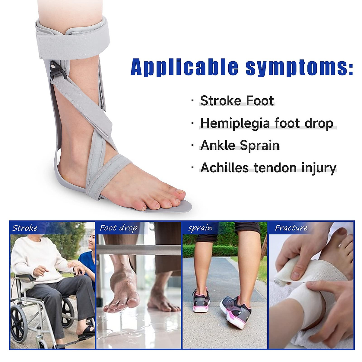 Tairibousy AFO Brace Lightweight Ankle Foot Orthosis Foot Drop Brace AFO Rehabilitator for Drop Foot, Stroke, Hemiplegia (M-Right)