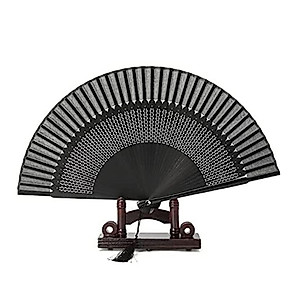 Folding Hand Fan Folding Fan Handheld Folded Fan Bamboo Hand Fan Elegant Carved Hand Held Folding Fans Silk Folding Fans Foldable Fan Hand Held Fans (Color : Random Delivery, Size : 37x19.5cm)