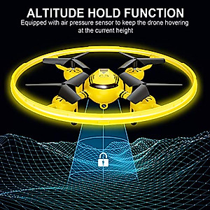 HASAKEE Q8 FPV Drone with 1080P Camera for Kids Adults,RC Drones for Kids,Quadcopter with Yellow Light,Altitude Hold,Gravity Sensor and Remote Control,Kids Gifts Toys for Boys and Girls