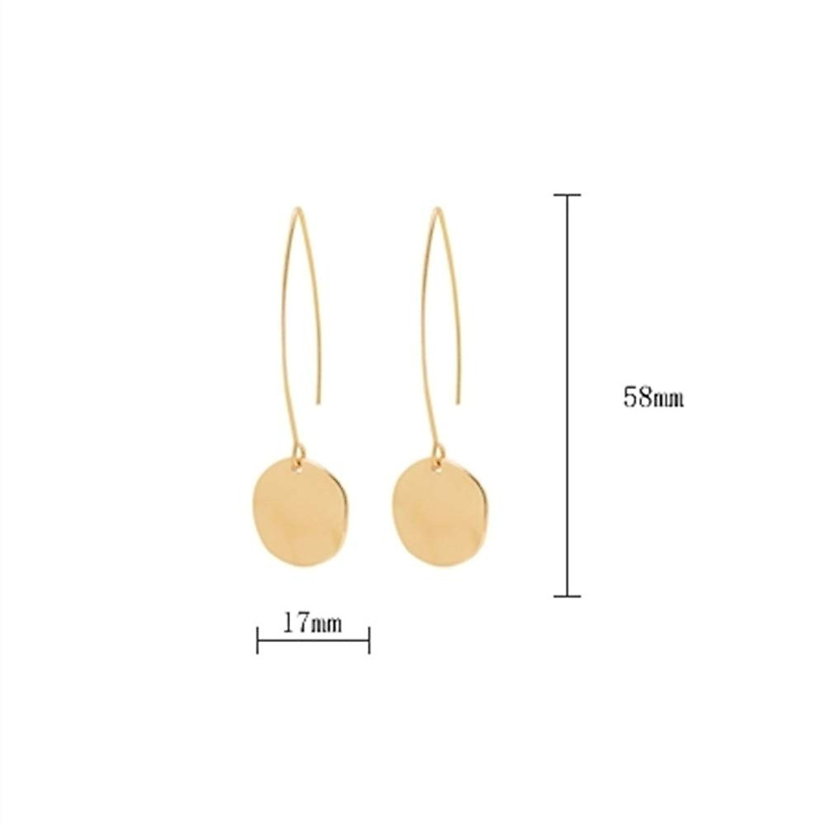 Shiny Hammering Circle Disc Small Dangle Drop Hanging Earrings Long Hoops Round Jewelry for Women (Gold Disc Earrings)