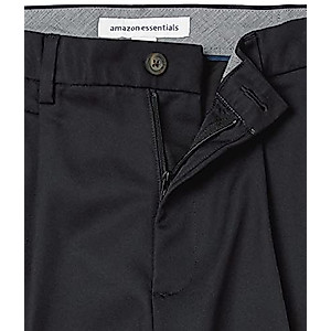 Amazon Essentials Men's Classic-Fit Expandable-Waist Pleated Dress Pant, Black, 42W x 30L