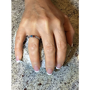 Central Diamond Center S-Bar W/Sides Couple's Ring with His & Hers Simulated Birthstones - 10k Yellow Gold - Size 8