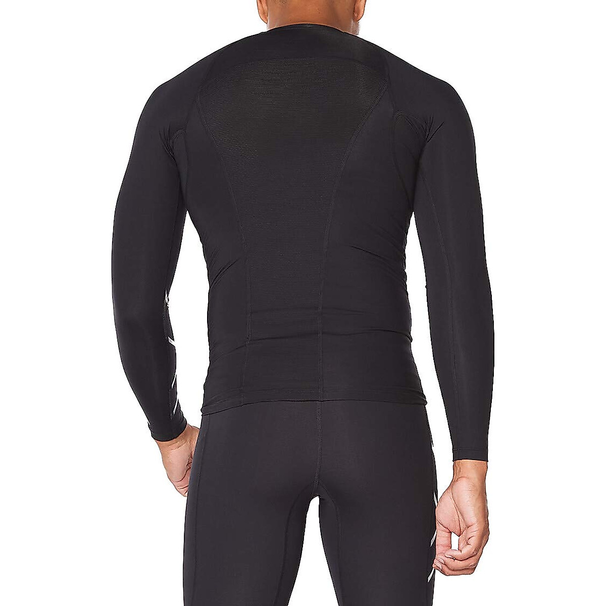 2XU Men's Compression Long Sleeve Top - Enhance Performance and Recovery - Black/Silver - Size 3X-Large
