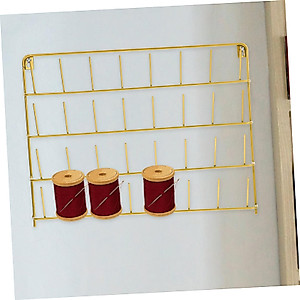 TEHAUX Spool Stand Sewing Storage Rack Quilting Thread Holder Room Thread Holder Ring Holder Tree Wall-Mounted Braiding Rack Wall Hanging Thread Holder Beaded Yarn Holder Iron Golden