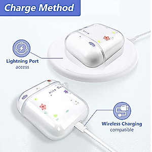 AIIEKZ Compatible with AirPods Case Cover, Kawaii Clear Soft TPU Case with Cute Pendant Keychain for AirPods 1&2 Generation Case for Girls Women (Pink Flower)