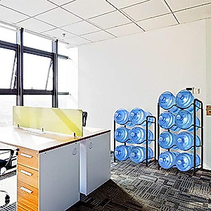 UMORNING 5 Gallon Water Bottle Holder, 4-Tier Water Bottle Rack for 8 Bottles Heavy Duty Detachable Kitchen Organization and Storage Shelf, Black