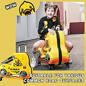 eing Children's Ride-On Travel Suitcase,Travel Rolling Kid's Luggage with Wheels Carry Trolley Luggage with Password Lock,Cute Funny Children's Ride On Trolley Luggage,24 Inch (Yellow Car)