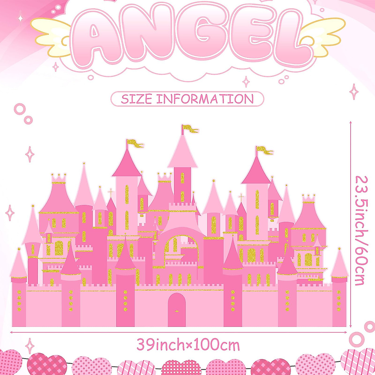 Watersay Pink Castle Cardboard Princess Party Decoration Castle Table Decoration Princess Birthday Backdrop Princess Theme Halloween Baby Shower Wedding Fairy Tale Photography Background