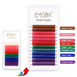 EMEDA Volume Lash Extensions Mix 8 Colored Lash Extensions Easy Fan Volume Lashes Colorful Self Fanning Volume Eyelash Extensions (Mixed 8 Color 0.07mm D Curl 15mm)