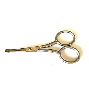 NOSE HAIR TRIMMER SCISSORS CURVED 3.5" - ROUND TIP FOR EAR, EYEBROW, BEARD & MUSTACHE TRIMMING