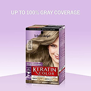 Schwarzkopf Keratin Color Permanent Hair Color Cream 7.1 Dark Ash Blonde, 1 Kit