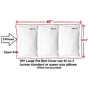 Dogbed4less Do It Yourself DIY Pet Bed Pillow Duvet Suede Cover + Waterproof Internal case for Dog/Cat at Large 48"X29" Gray Color - Covers only