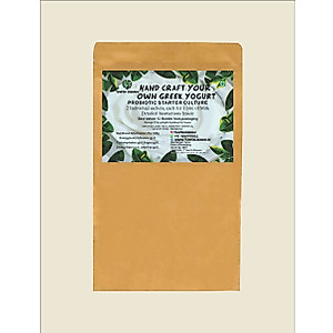 TEMPEHSTATION Greek Yogurt Starter Culture Kit-Culture&hand painted ceramic Handi Lid Dahi/Curd pot|easy to produce large batches 2 gms each sachet|Heirloom|-Strains L. bulgaricus &Streptococcus thermophilus