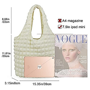 JBB Women Shoulder Tote Bag Pleated Cloud Shopping Handbag Undershirt Bags Students Simple Fashion Bubble Flower Summer