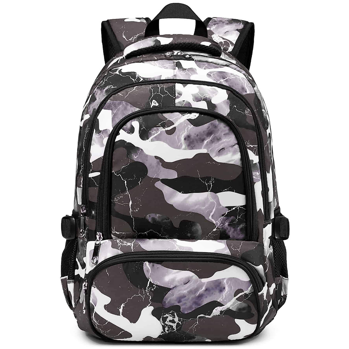 BLUEFAIRY Kids Backpack for Boys Elementary School Bags Primary Middle School Bookbags for Teens Back to School Gifts for Childs Mochila Escolares para Niños 17 Inch Aged 6-8 Camo Grey