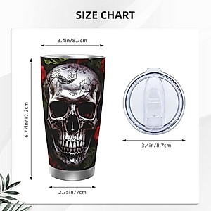 quopvn Halloween Skull Print 20oz Car Cup Ps Material Lid, Perfect For Hot & Cold Drinks