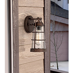 Franklin Iron Works Averill Park Farmhouse Rustic Outdoor Wall Light Fixture Oil Bronze Metal 10 1/4" Clear Seedy Glass Exterior House Porch Patio Outside Deck Garage Yard Front Door Garden Home