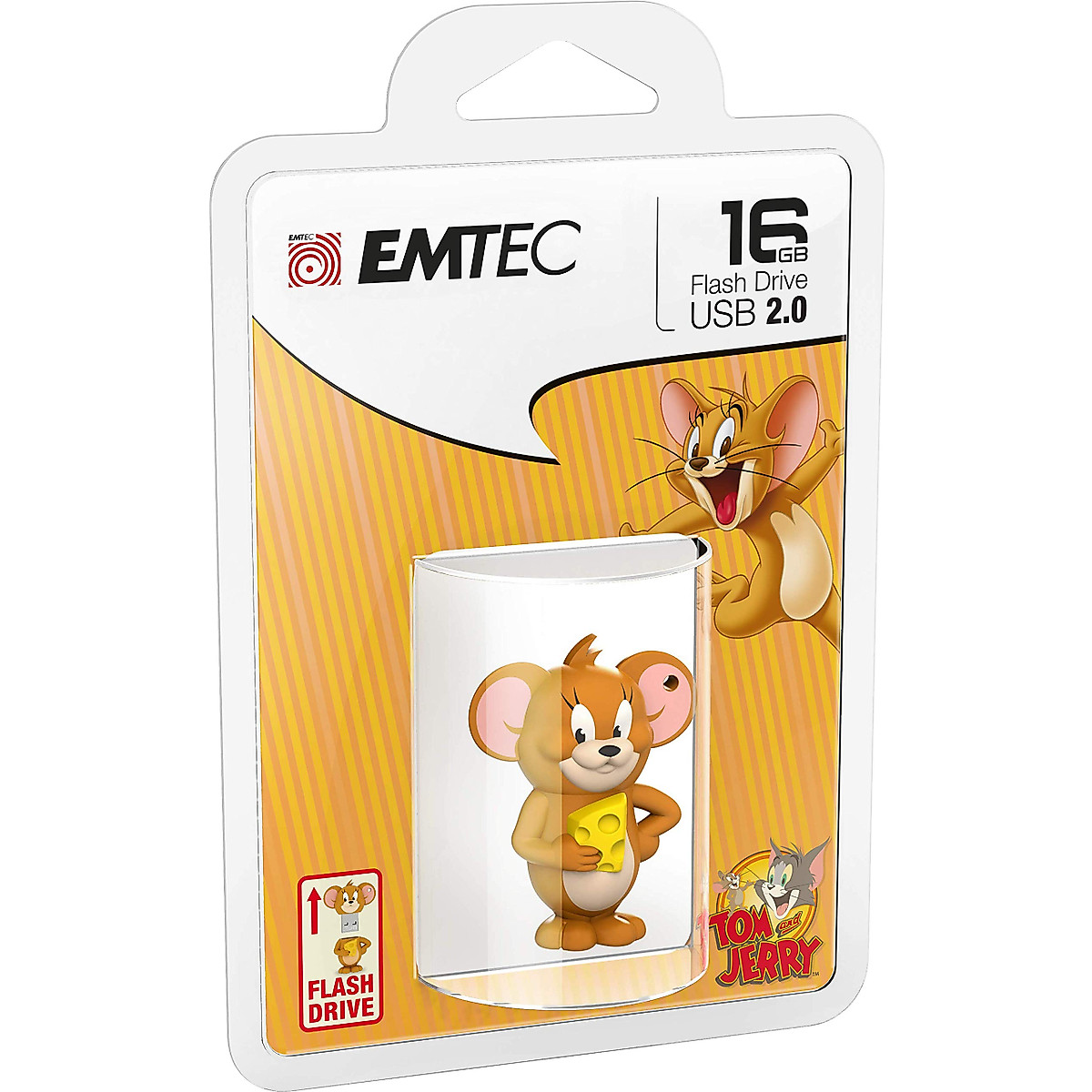 Emtec ECMMD16GHB103 - USB 2.0 Flash Drive - 16 GB, 16 Go - Licence Range - HB103 Collection - Hanna Barbera - Jerry Character - 3D Gum Soft Touch