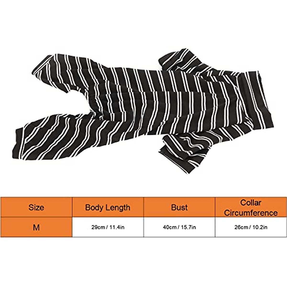 GLOGLOW Puppy Striped Pajamas, Wound Care Black White Stripe Dog Clothes Full Coverage for Daily Wear for Skin Diseases (M)
