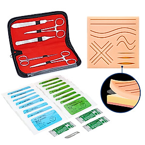 AZchose Suture Practice Kit for Students, Complete Training Kit with 14 Pre-Cut Wounds, a Suture Tool Kit and Suture Threads (Stocking Stuff for Education and Demonstration Only)