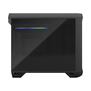 Fractal Design Torrent Nano Black - Dark Tint Tempered Glass Side Panels - Open Grille for Maximum air Intake - 180mm PWM Fan Included - Type C - mITX Airflow Mini Tower PC Gaming Case