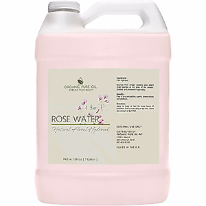 Rose Hydrosol - 128 oz - 1 Gallon - Pure, Steam Distilled, All Natural, Non GMO, Alcohol Free, Bulk Hydrating Toning Cleansing Floral Water Spray Mist Toner for Face Pores Locs Hair Body - OPO