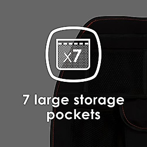 Diono Stow 'n Go Car Back Seat Organizer for Kids, Kick Mat Back Seat Protector, with 7 Storage Pockets, 2 Drinks Holders, Water Resistant, Durable Material, Black , 18x10x9 Inch (Pack of 1)