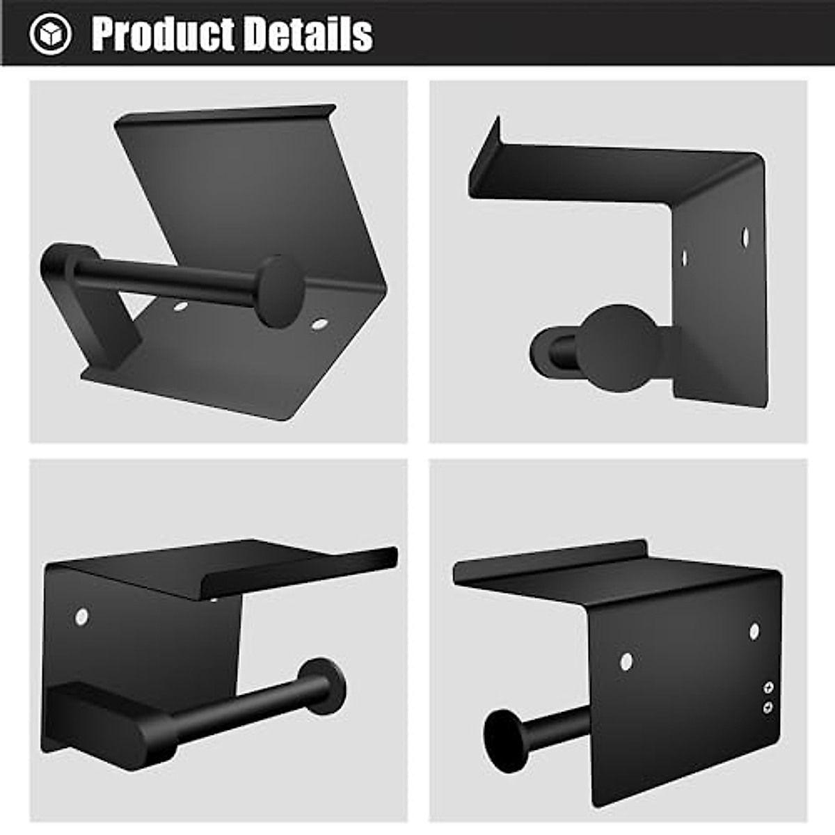 Toilet Paper Holder with Shelf with Shelf, Short Paper Towel Holder Wall Mount 12" Self Adhesive Toilet Paper Roll Holder with Phone Shelf for Bathroom Toilet Accessories