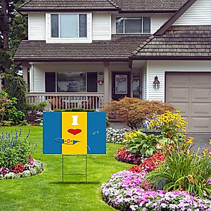 Autravelco I Love My Country Madeira Yard Signs with Stakes Party Supplies Décor for Rent 12x18 Inch Personalized Yard Lawn Sign Country Flag Patriotic Metal Lawn Sign for Real Estate House