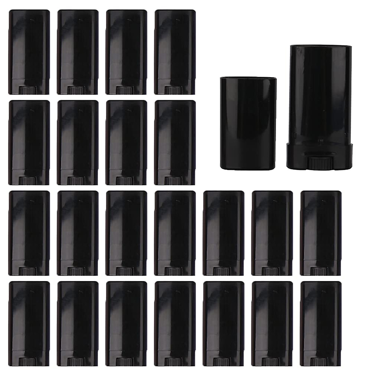 COSIDEA 25 PCS plastic empty 15g black oval shape lip balm tube deodorant containers 0.5oz lipstick tube small wax packing container