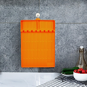 ISSEVE Silicone Griddle Tools Mat for Blackstone, Large Silicone Spatula Mat with Drip Pad, Grill BBQ Caddy Utensils Holder for Kitchen, Cooking & Countertop, Griddle Accessories for Blackstone Orange