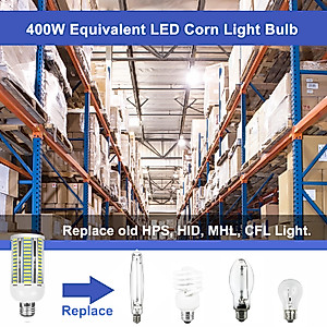 2 Pack 400W Equivalent Led Corn Light Bulb, 6000 Lumen 6000K Daylight 50W LED Corn Lamp, E26/E27 Medium Base for Indoor Garage Factory Warehouse Backyard 85V-265V