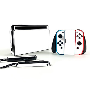 MightySkins Skin Compatible with Nintendo Switch OLED - Solid White | Protective, Durable, and Unique Vinyl Decal wrap Cover | Easy to Apply, Remove, and Change Styles | Made in The USA