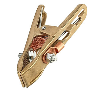 260/300/500A Copper Welding Earth Clip,Brass Material A Shape Ground Welding Earth Clamp Electroplated Ground Clamp for Welding Machine/Manual Welder/Welding Equipment(500A)
