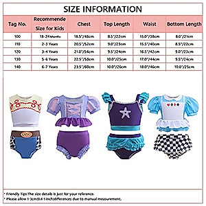 REXREII Girls Alice in Wonderland Princess Swimsuits Two-Piece Tankini Set Beach Surf Birthday Swimming Party Bathing Suits 6-7T