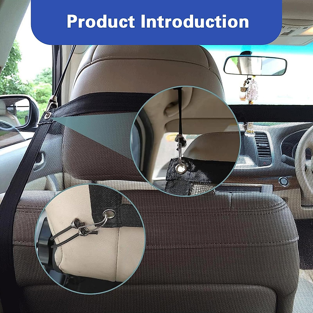 gunhunt Pack-1 Car Pet Protection Net, Car Divider Net, Pet Net Barrier, Backseat Safety Guardrail, Obstacle Isolation Net, Car Interior Products, for Most Cars, Trucks and Vans (Black)
