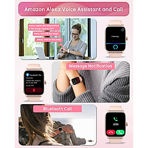 Smart Watches for Men Women (Answer/Make Call), Alexa Built in, 1.8" Full Touch Screen Fitness Tracker with Heart Rate SpO2 Sleep Monitor IP68 Waterproof Smart Watch for iPhone Android Phones, Pink